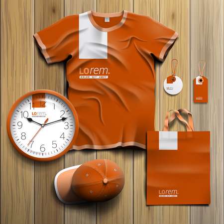 Classic orange promotional souvenirs design for corporate identity with ...